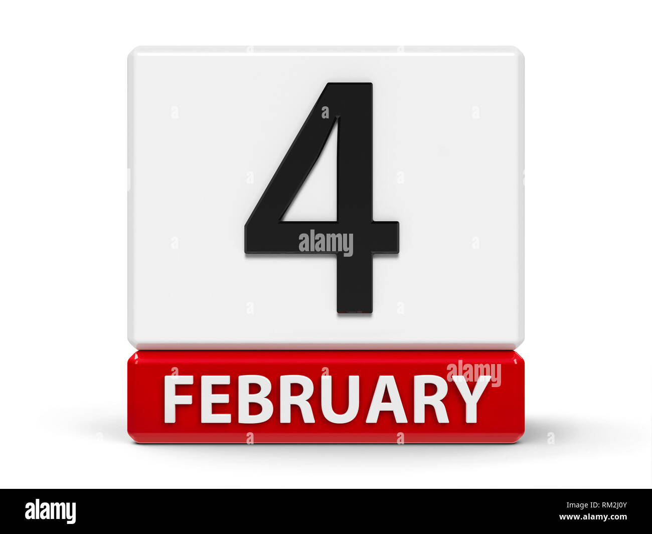 Red and white calendar icon from cubes - The Fourth of February - on a ...