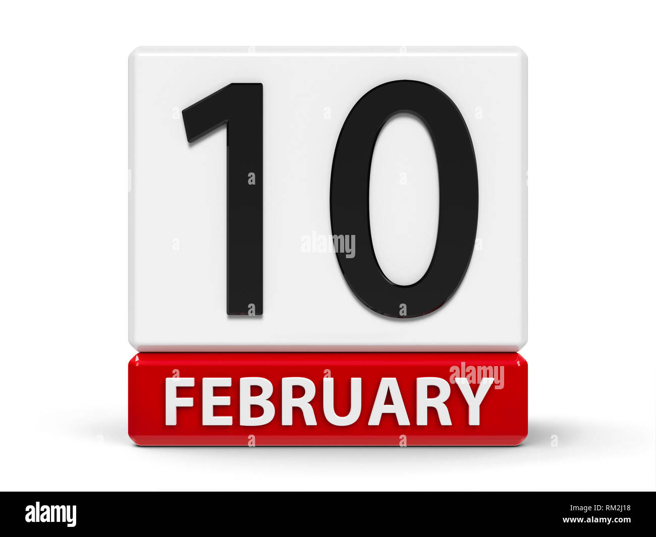 Red and white calendar icon from cubes - The Tenth of February - on a ...