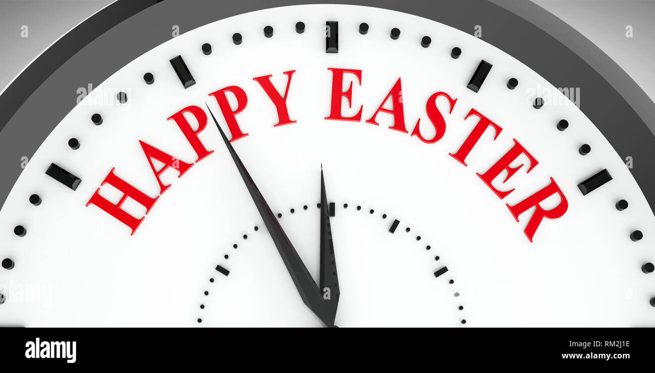 Black clock with Happy Easter, three-dimensional rendering, 3D ...