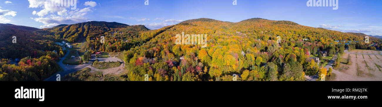 Aerial view of some rural fall color landscape at Quebec, Canada Stock ...