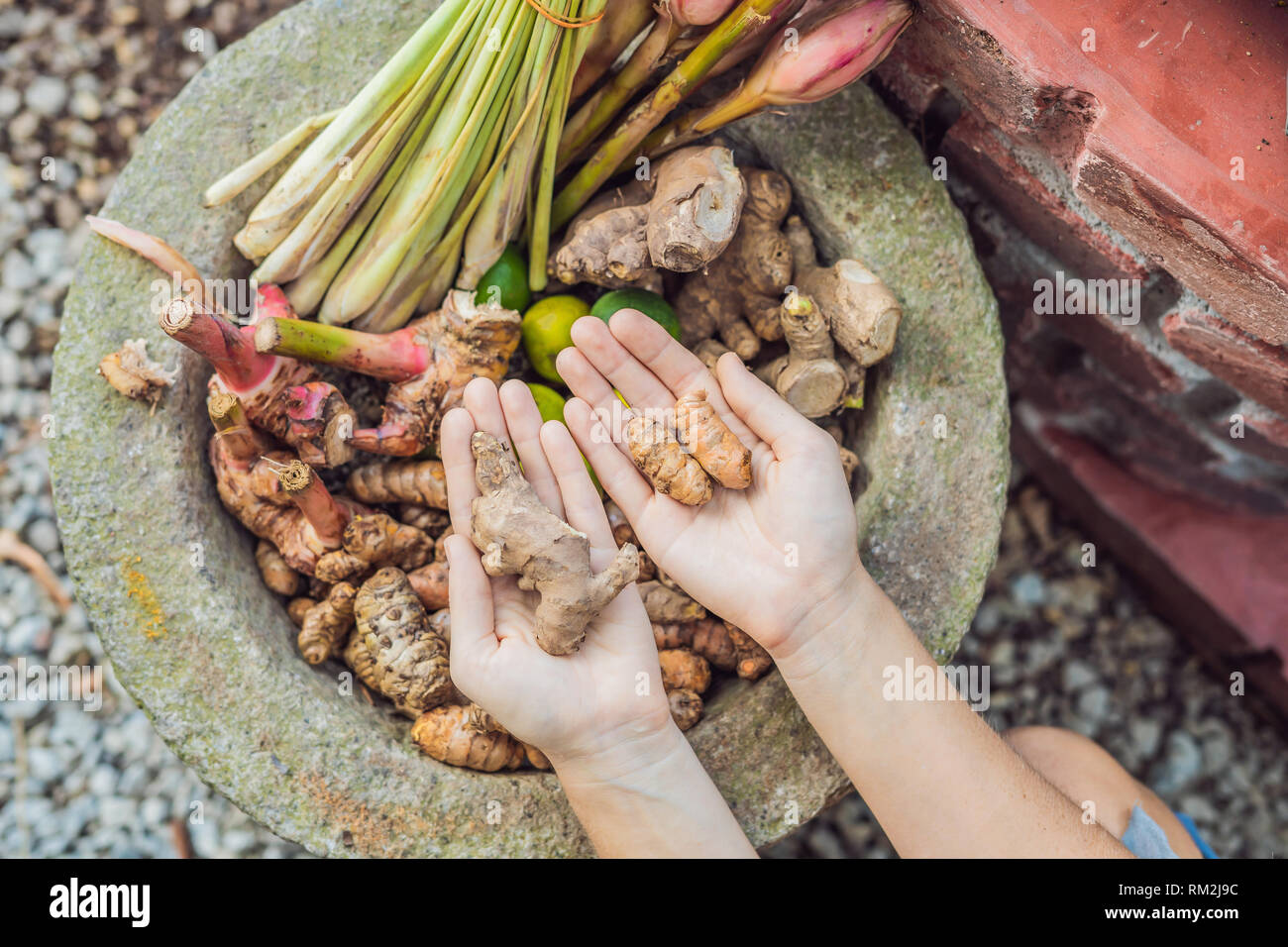 Ginger lemon in hands hi-res stock photography and images - Alamy