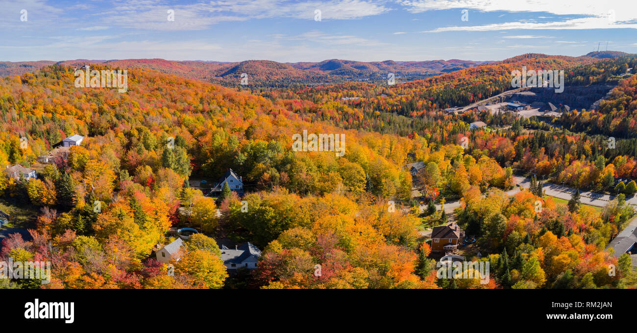 Aerial view of some rural fall color landscape at Quebec, Canada Stock ...