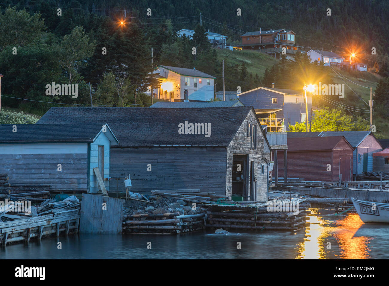 Fishing Stages in the town of Woody Point, on Bonne Bay Stock Photo - Alamy