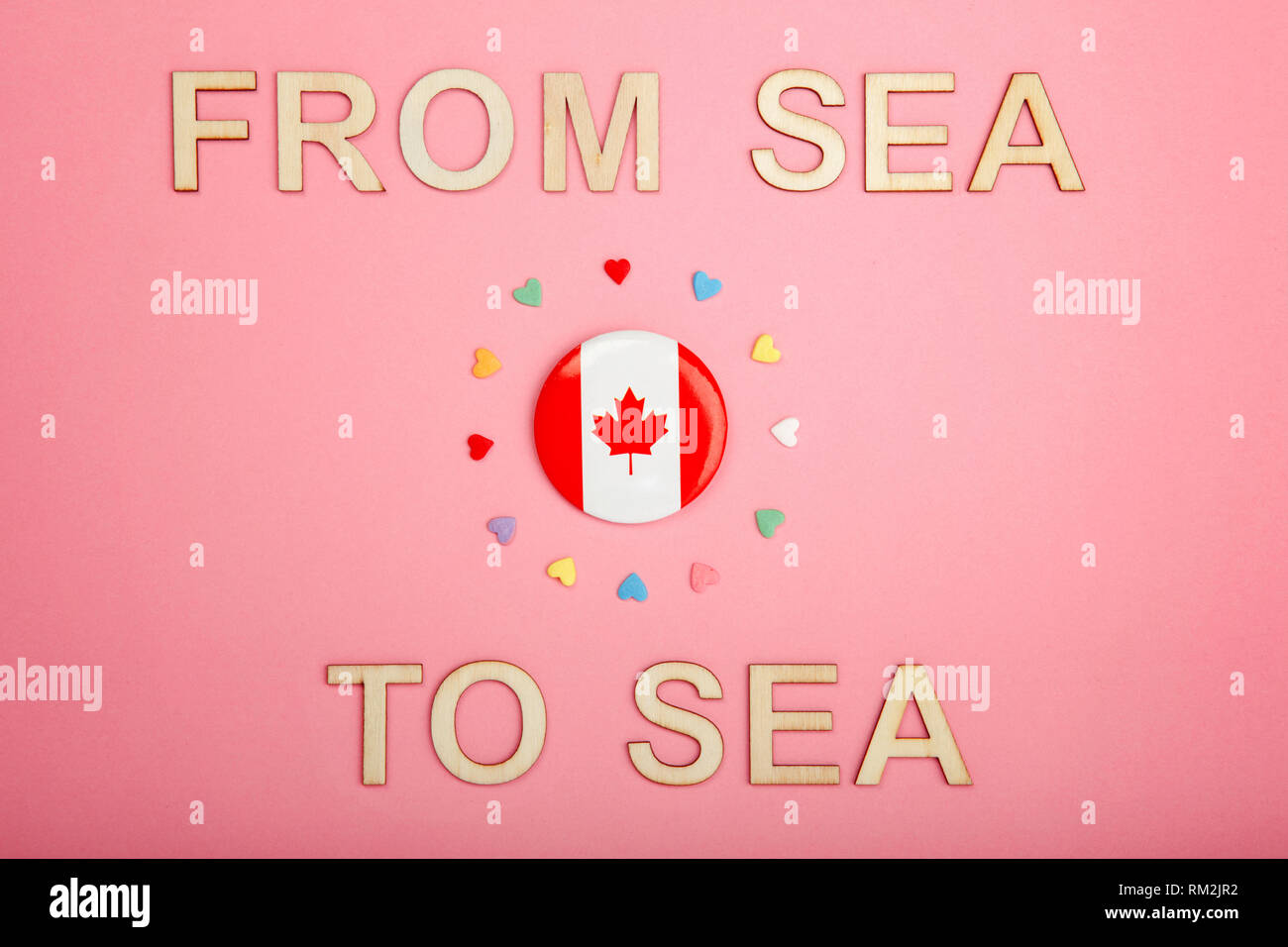 Happy Canada Day greeting card with wooden letters. Canadian motto ...