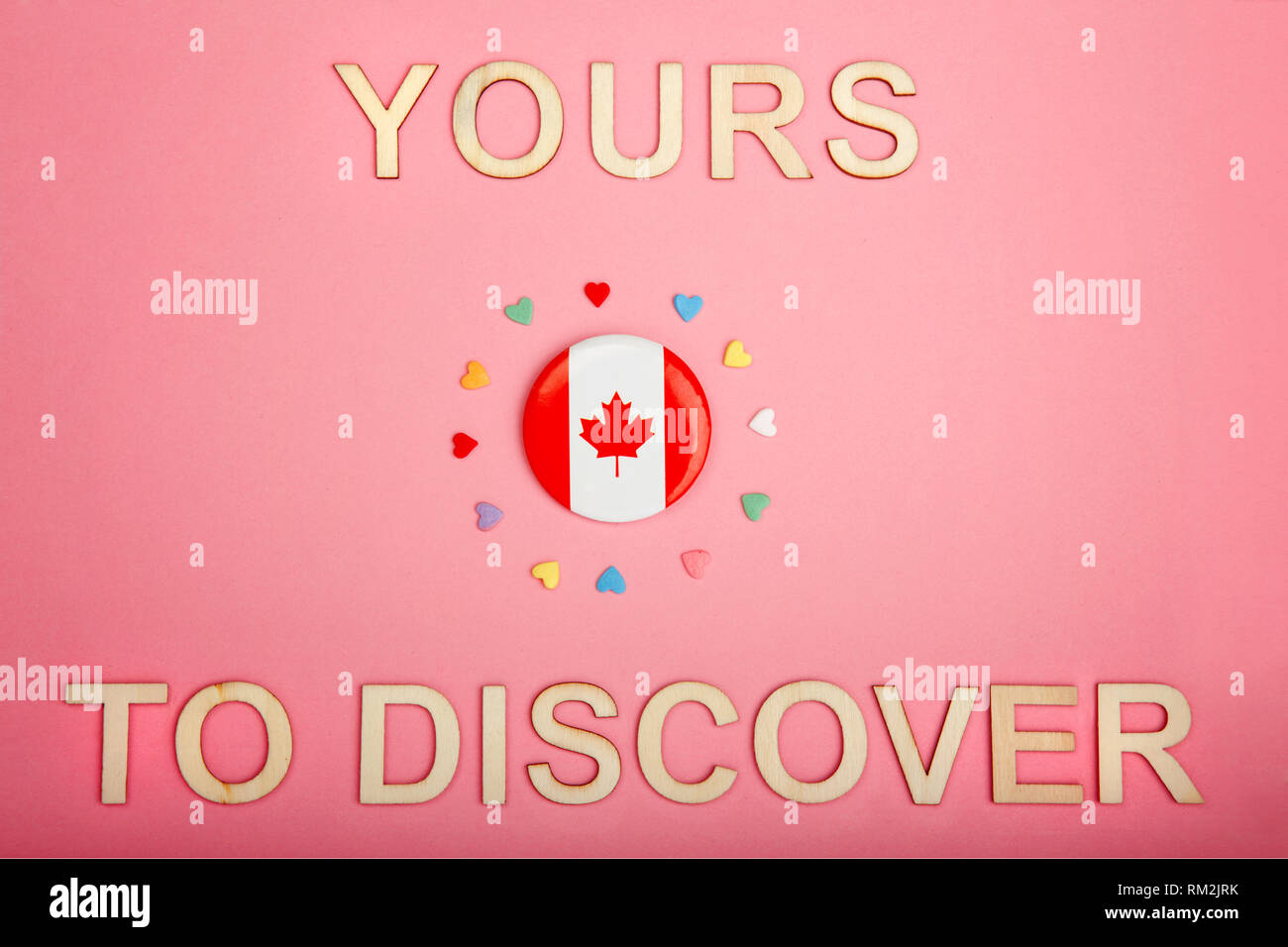 Happy Canada Day greeting card with wooden letters. Onatrio provincial ...