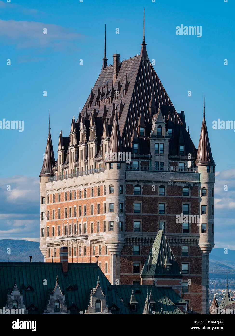 Exterior view of the famous Fairmont Le Château Frontenac at Quebec ...