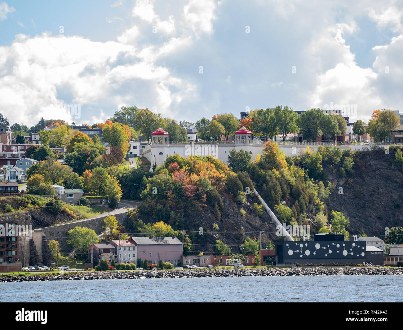 Afternoon sunny view of Levis city with fall color at Quebec, Canada ...