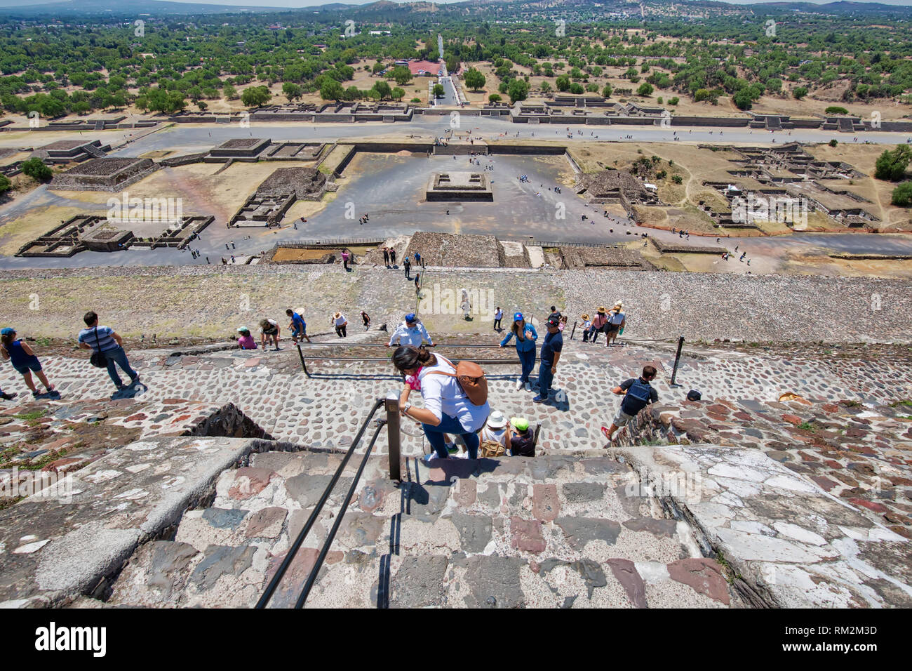 Mexico City, Mexico-21 April, 2018: Tourists climbing landmark ancient ...