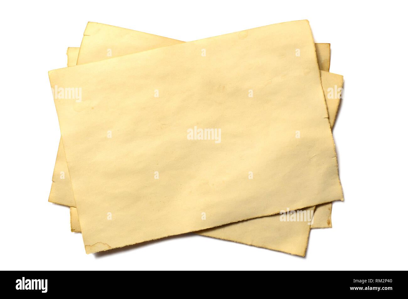Few old blank pieces of antique vintage crumbling paper manuscript or ...