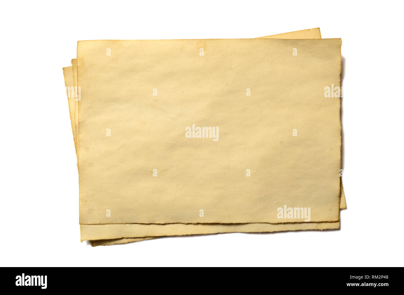 Few old blank pieces of antique vintage crumbling paper manuscript or ...