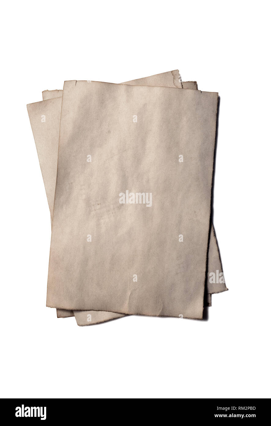 Few old blank pieces of antique vintage crumbling paper manuscript or ...