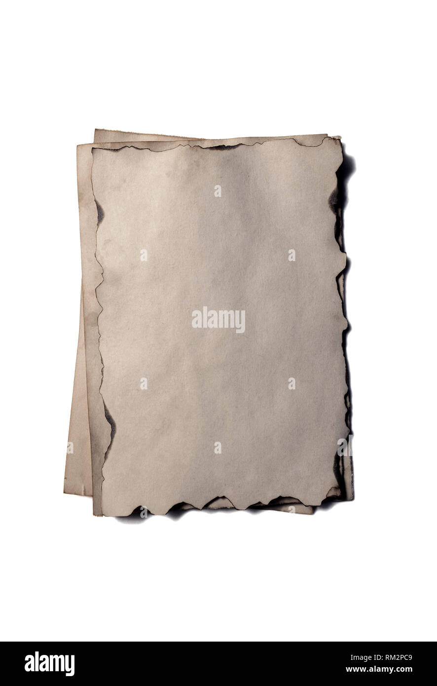 Few old blank pieces of antique vintage crumbling paper manuscript or ...