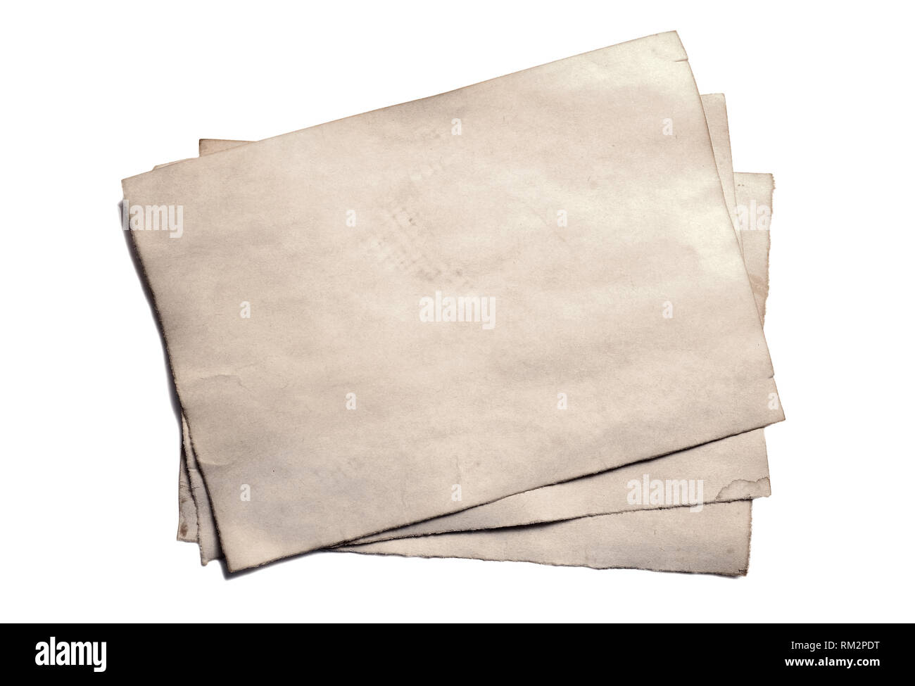 Few old blank pieces of antique vintage crumbling paper manuscript or ...