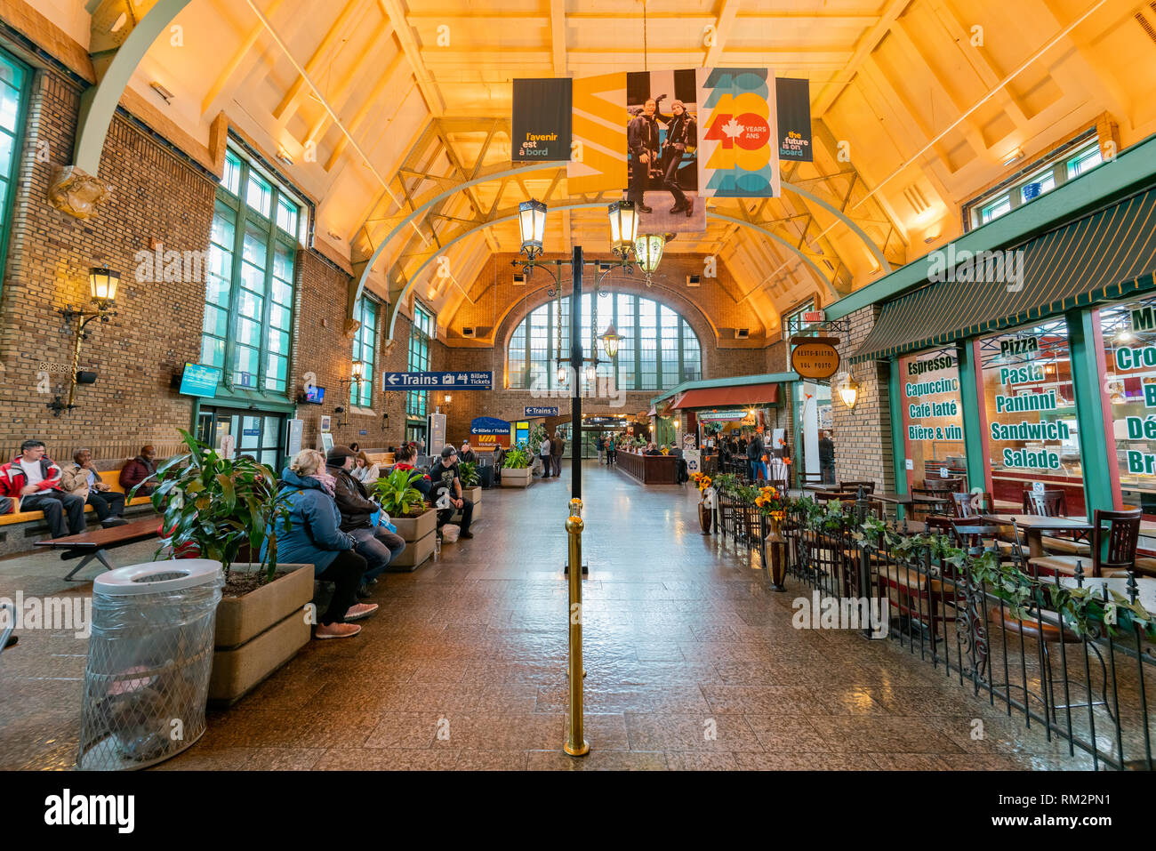 Quebec, OCT 2: Interior view of the train station on OCT 2, 2018 at ...