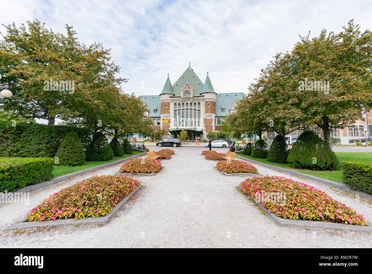 Quebec, OCT 2: Exterior view of the train station on OCT 2, 2018 at ...