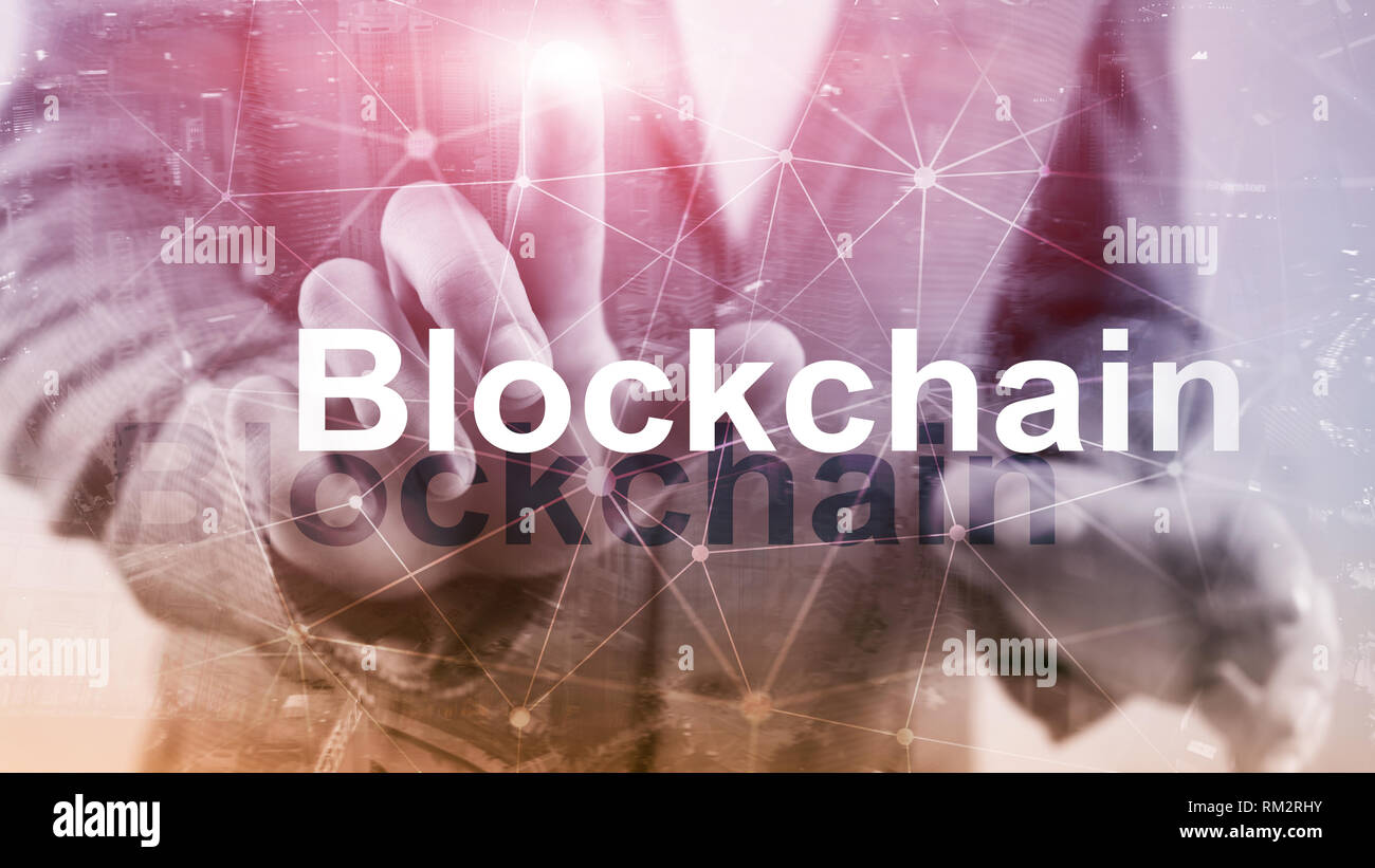 Blockchain technology Concept on server background. Data encryption ...