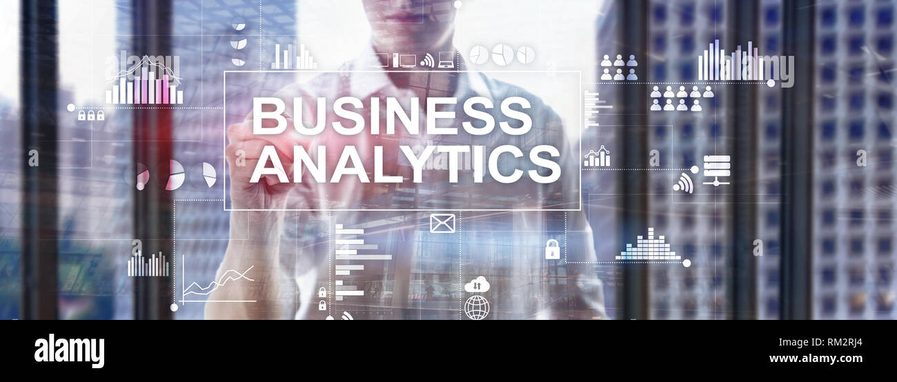 Business analytics concept on double exposure background Stock Photo ...