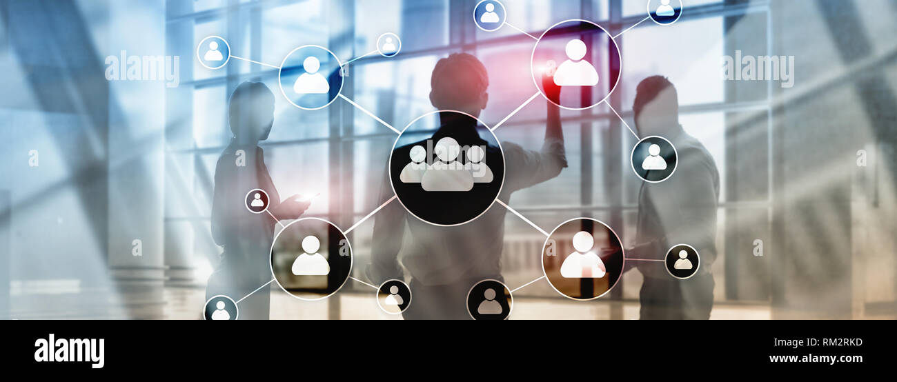 HR - Human resources management concept on blurred business center ...
