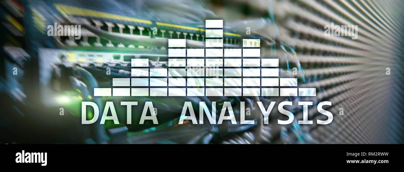 Big Data analysis text on server room background. Internet and modern ...