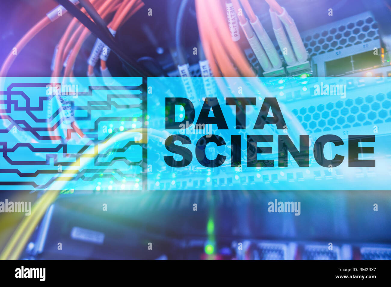 Data science, business, internet and technology concept on server room ...