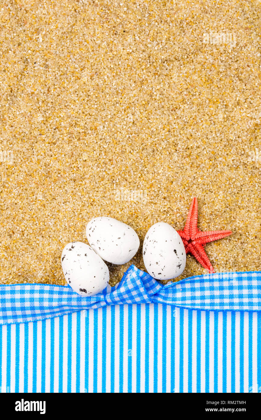 easter abstract gift card on sand textured background with easter eggs ...