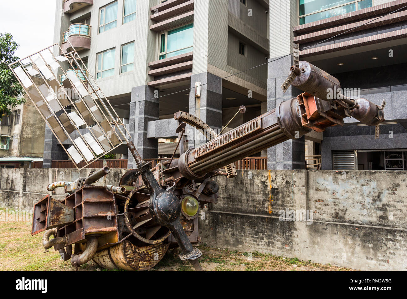 Kaohsiung, Taiwan - Feb 2019: Metal art structure at Pier-2 Art Center ...