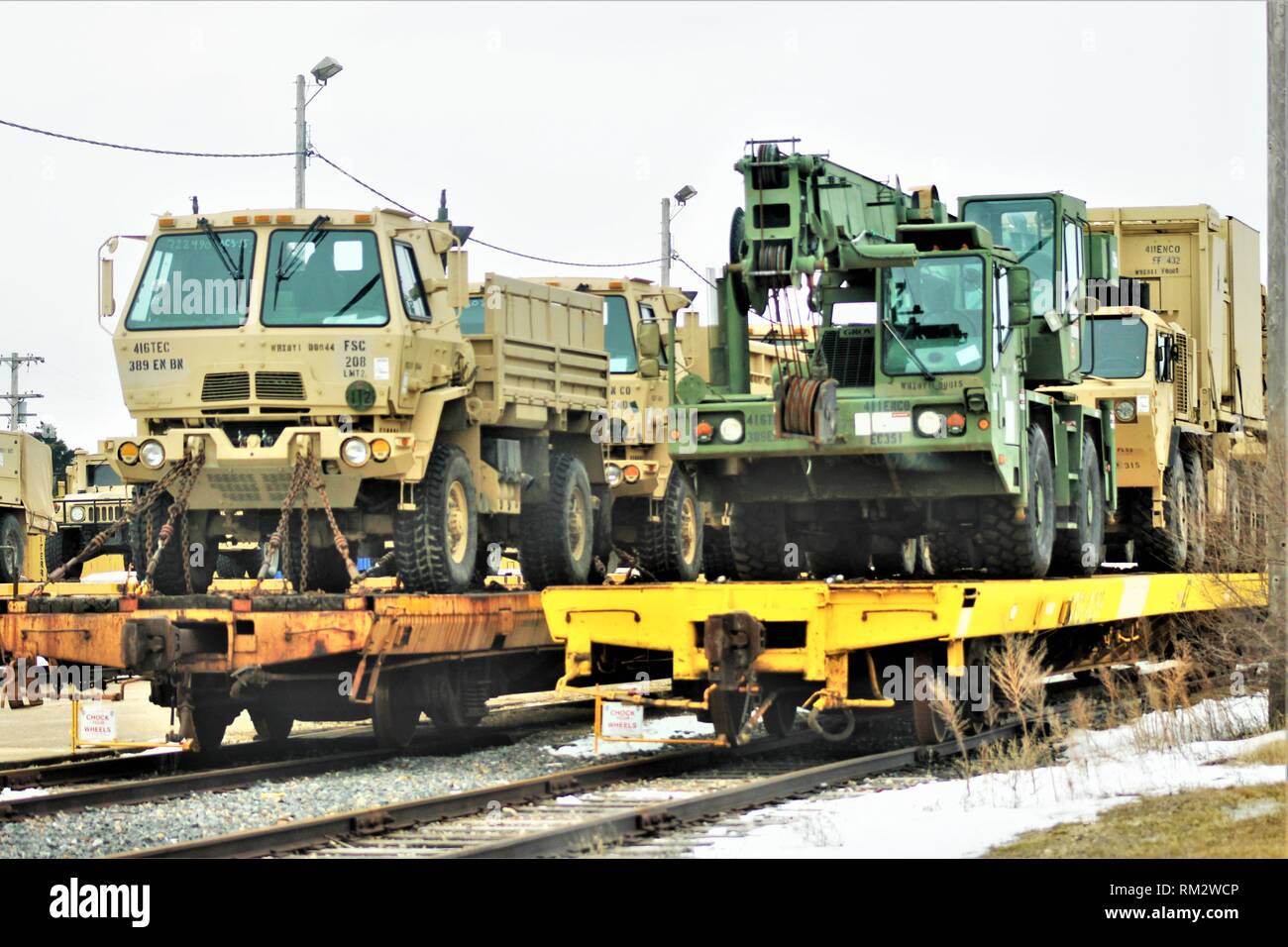 Military vehicles and equipment with the 389th Engineer Battalion is ...