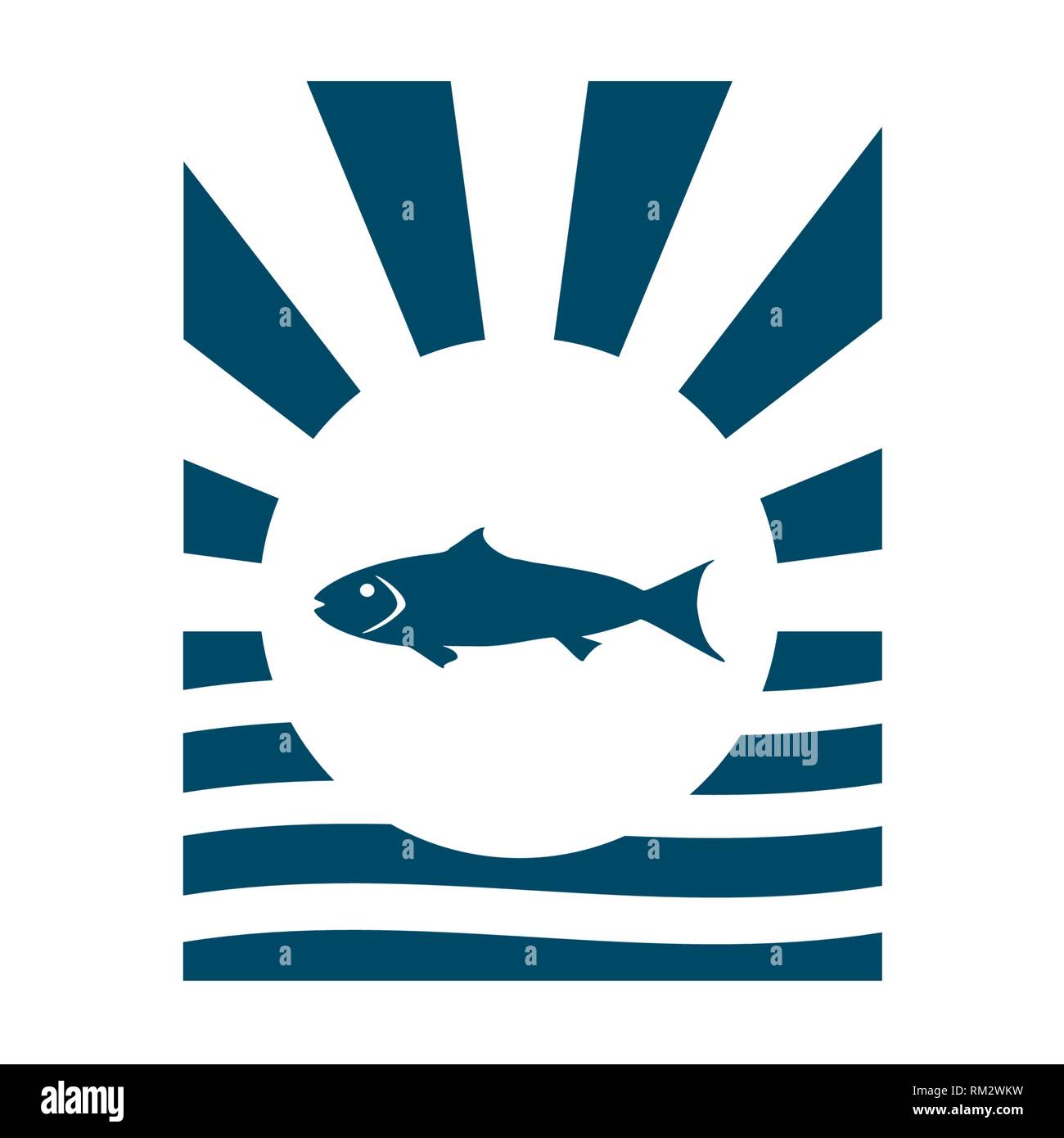 sun rays backdrop with fish icon Stock Vector Image & Art - Alamy