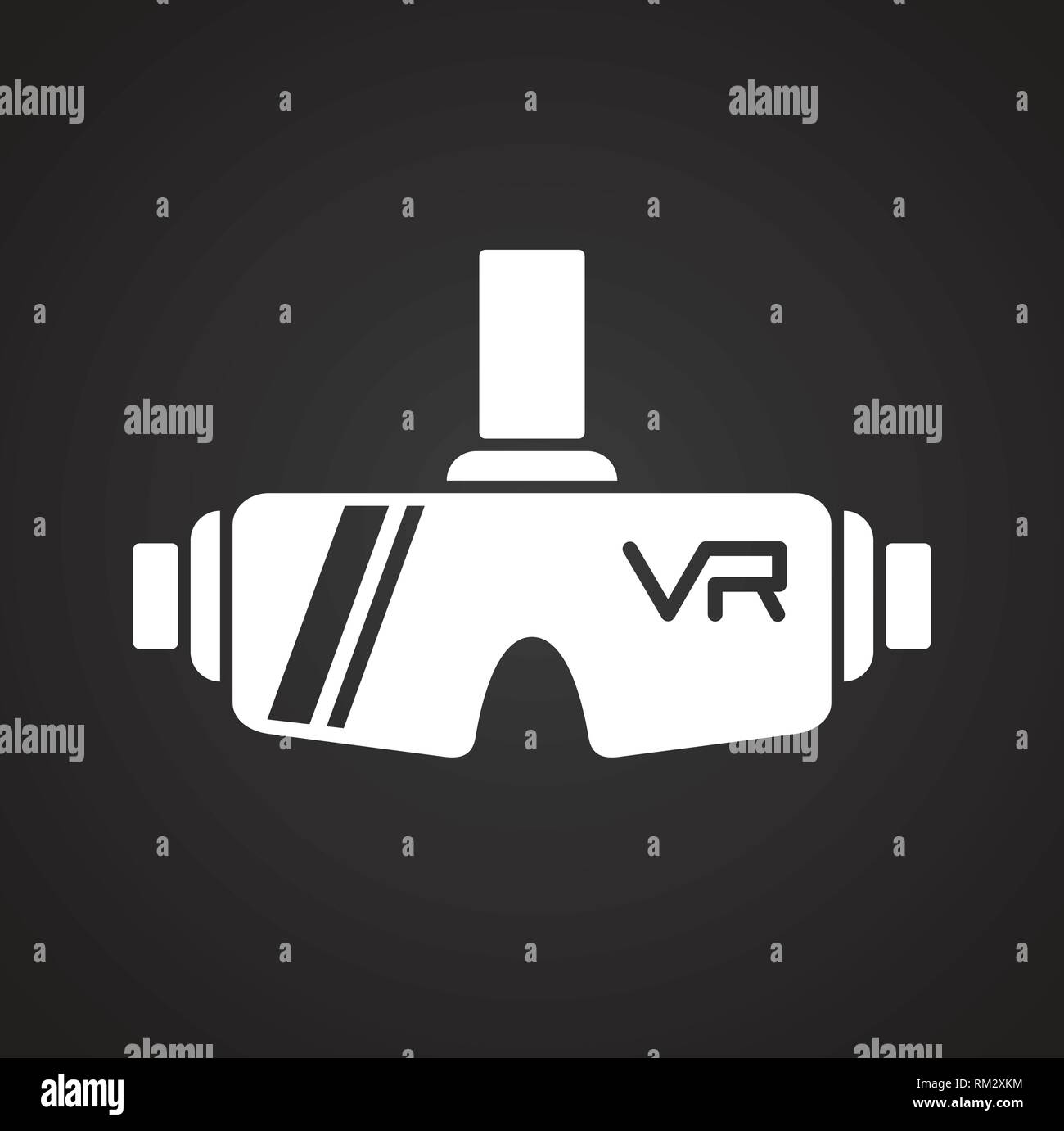 Virtual reality googles icon on black background for graphic and web ...