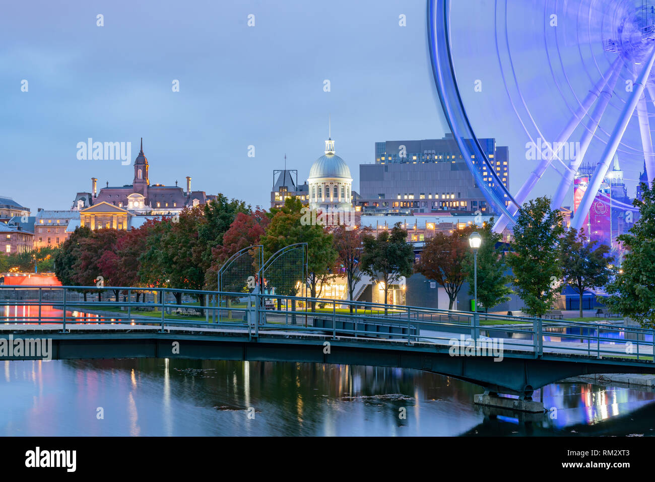 Quebec, OCT 2: Twilight view of the beautiful fall color with the La ...
