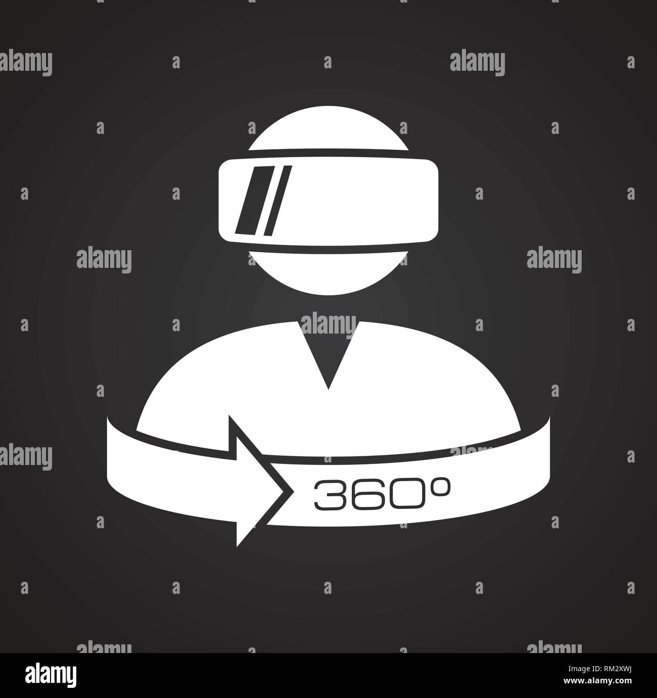 Virtual reality googles icon on black background for graphic and web ...