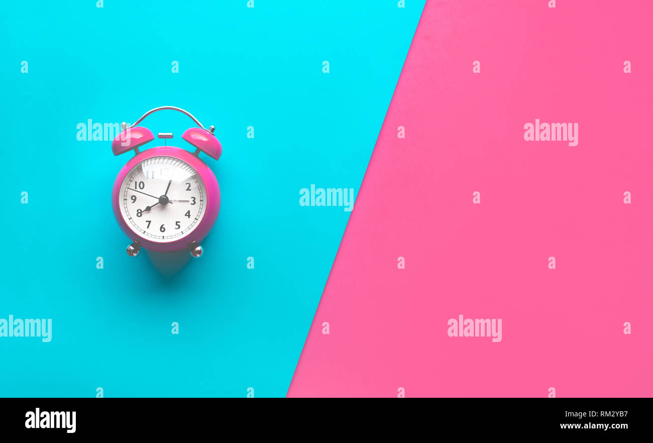 Colorful alarm clock on pastel background.Minial flat lay design Stock ...