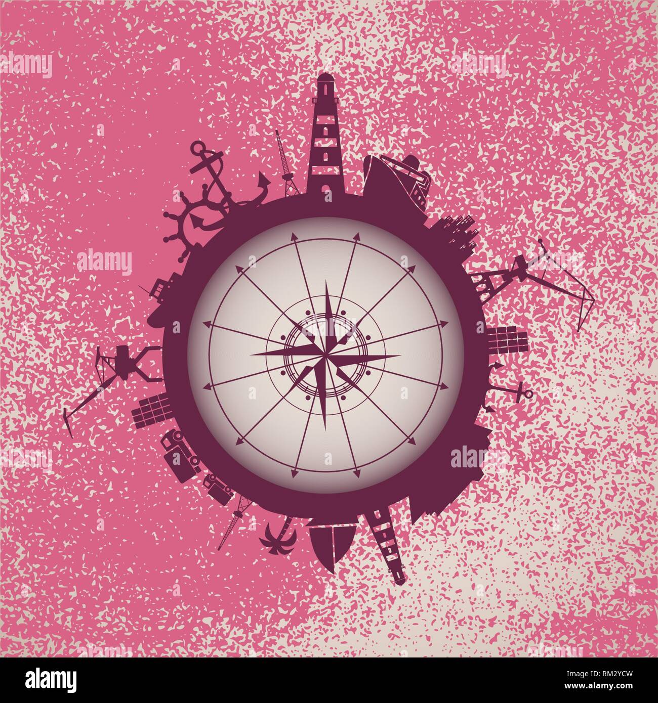 Circle with cargo port and travel relative image Stock Vector Image ...