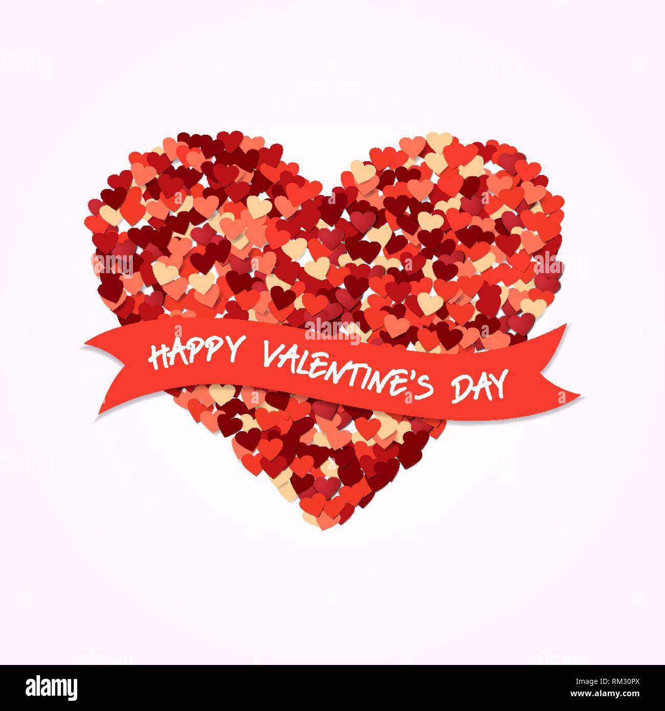 Happy Valentines Day love concept illustration. Red heart shape design ...