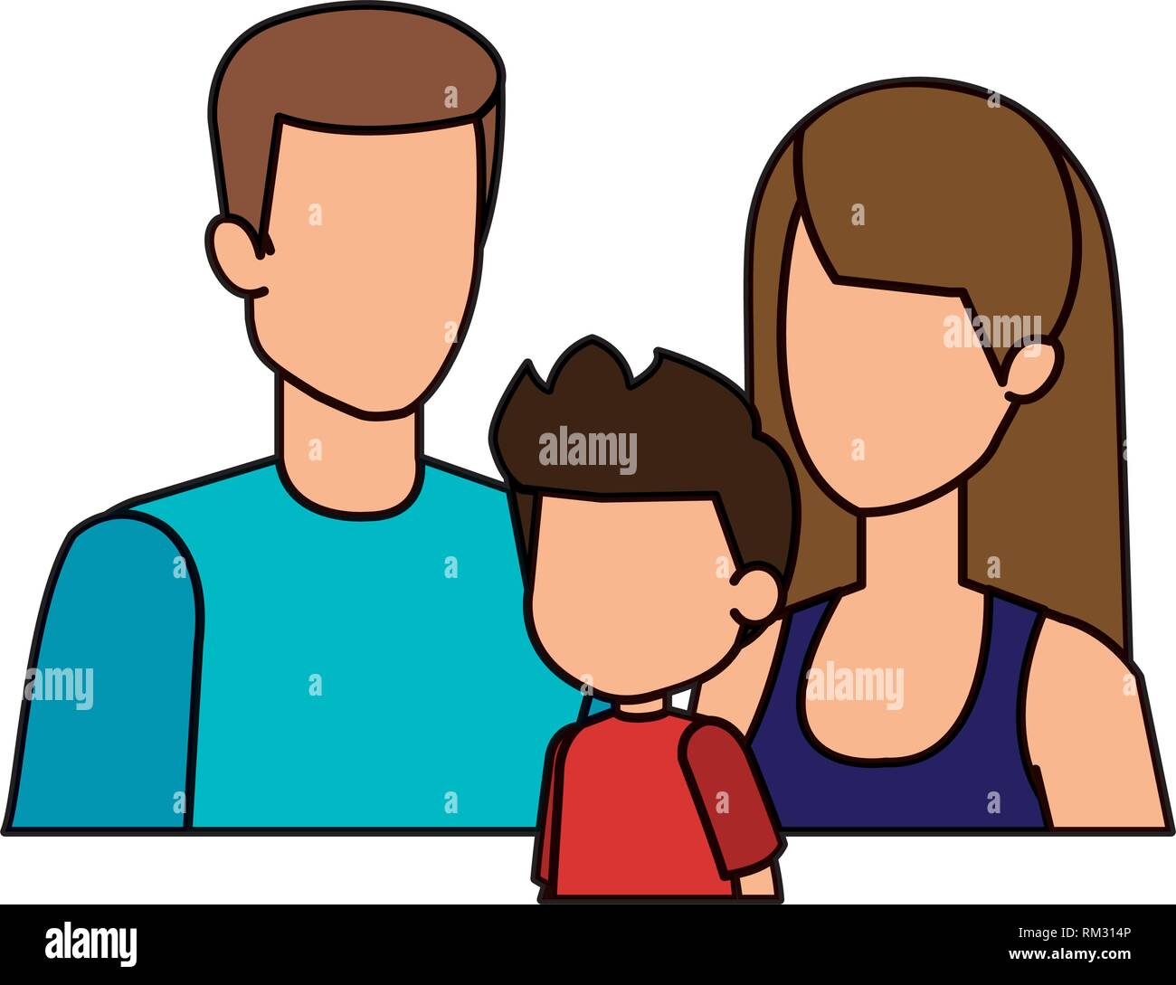 parents couple with son characters vector illustration design Stock ...