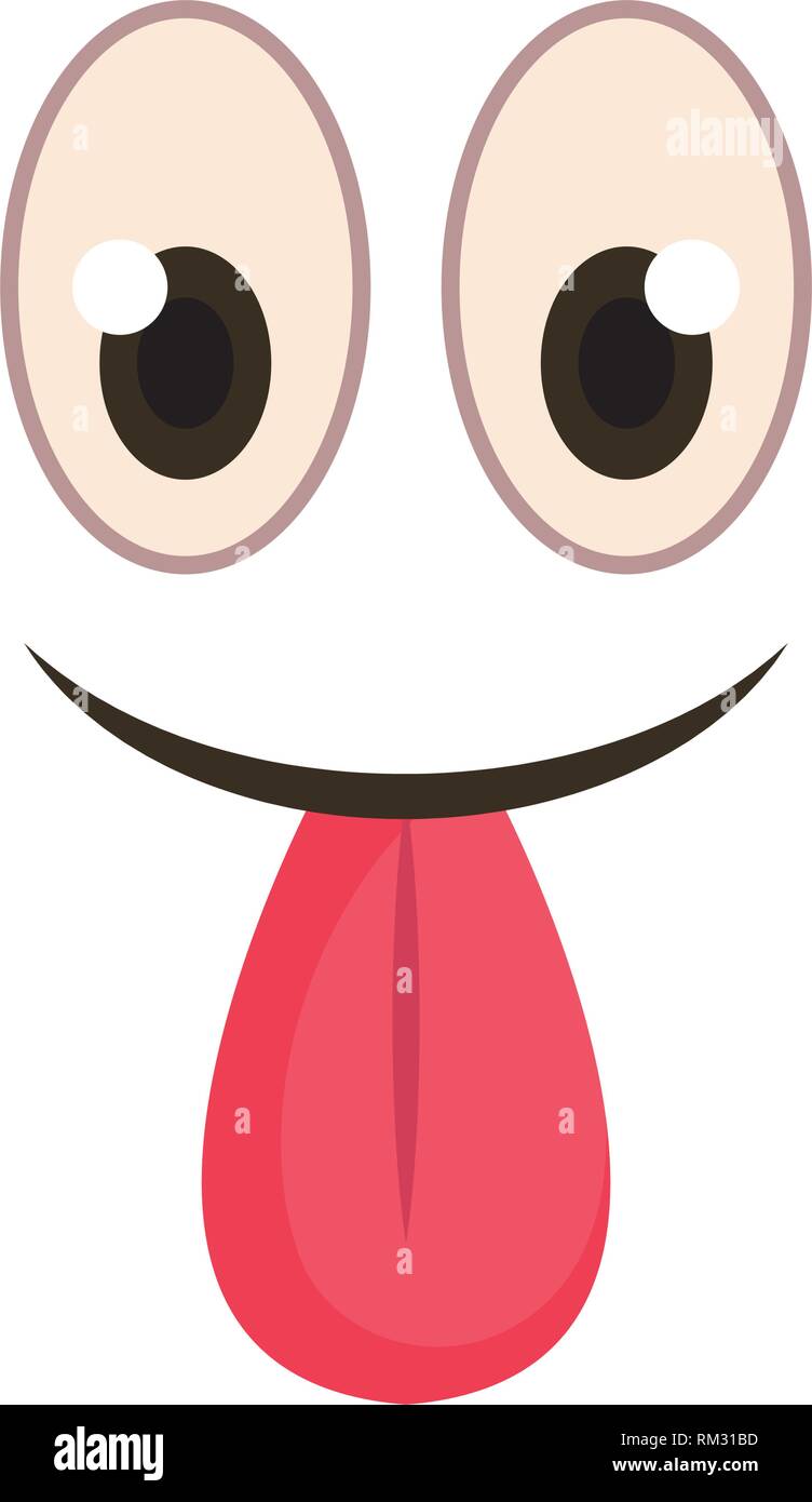 happy fool face emoticon with tongue out vector illustration design ...