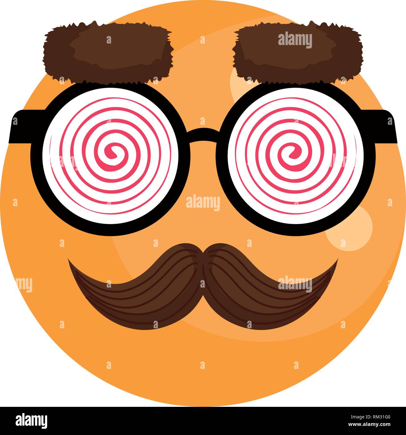 happy fool face emoticon with glasses and mustache vector illustration ...