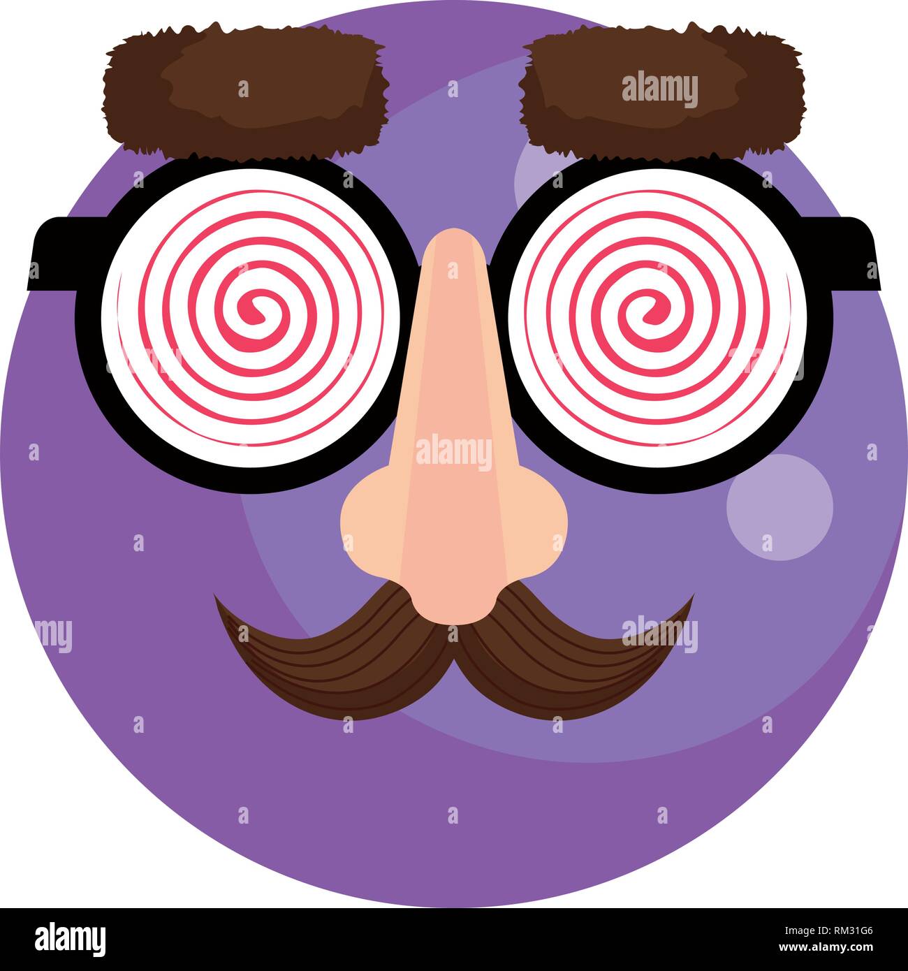 happy fool face emoticon with glasses and mustache vector illustration ...