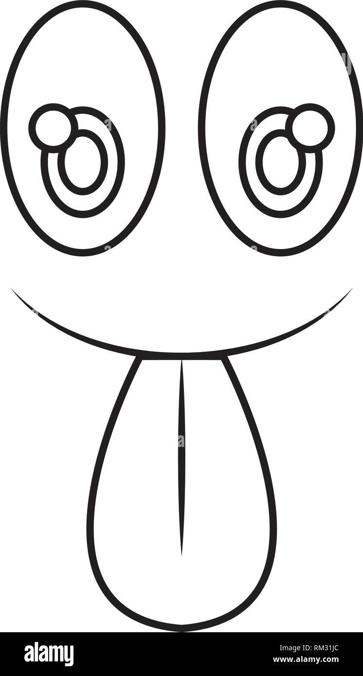 happy fool face emoticon with tongue out vector illustration design ...