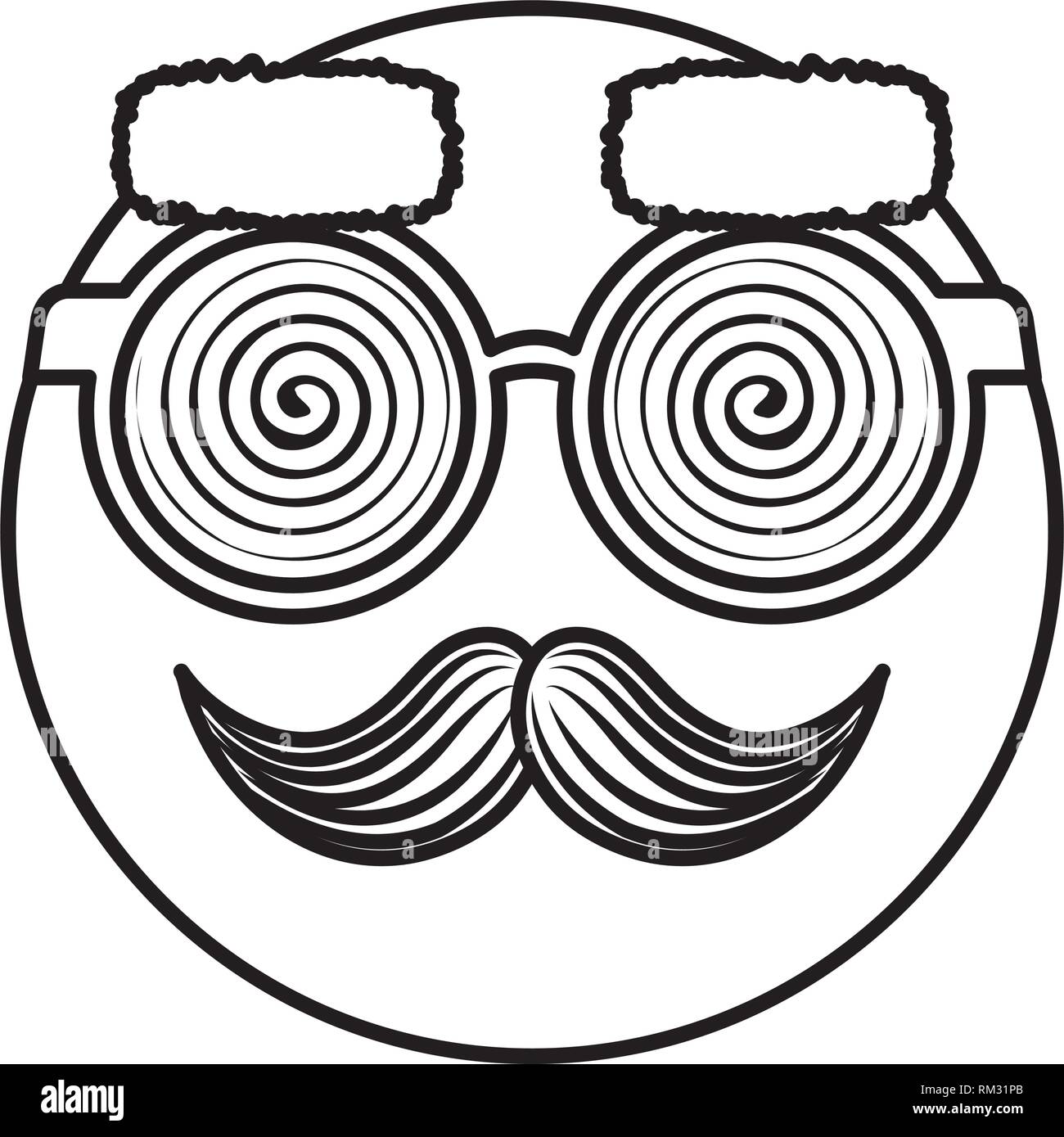 happy fool face emoticon with glasses and mustache vector illustration ...