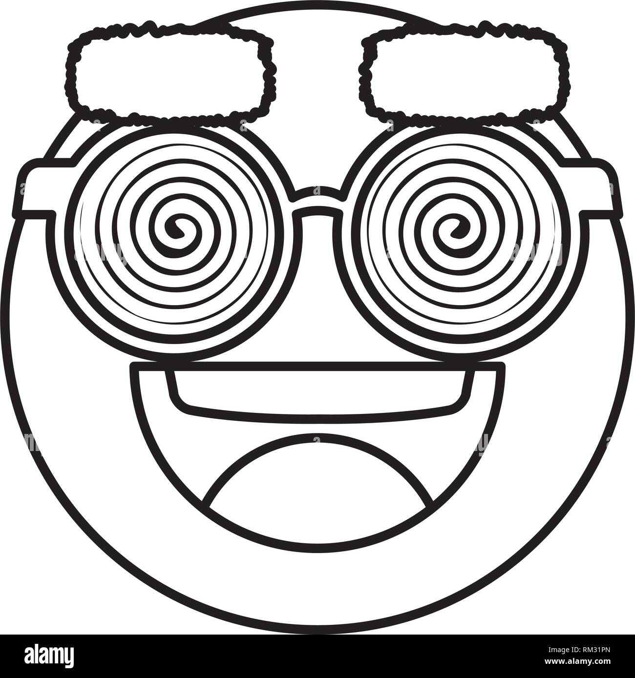 happy fool face emoticon with eyeglasses vector illustration design ...