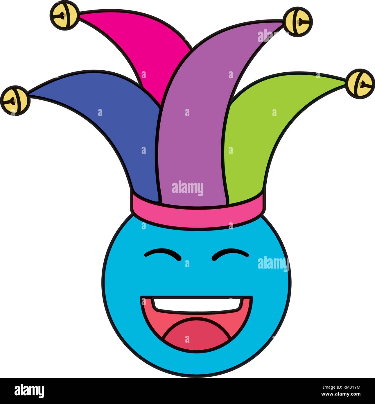 happy face with joker hat emoticon vector illustration design Stock ...
