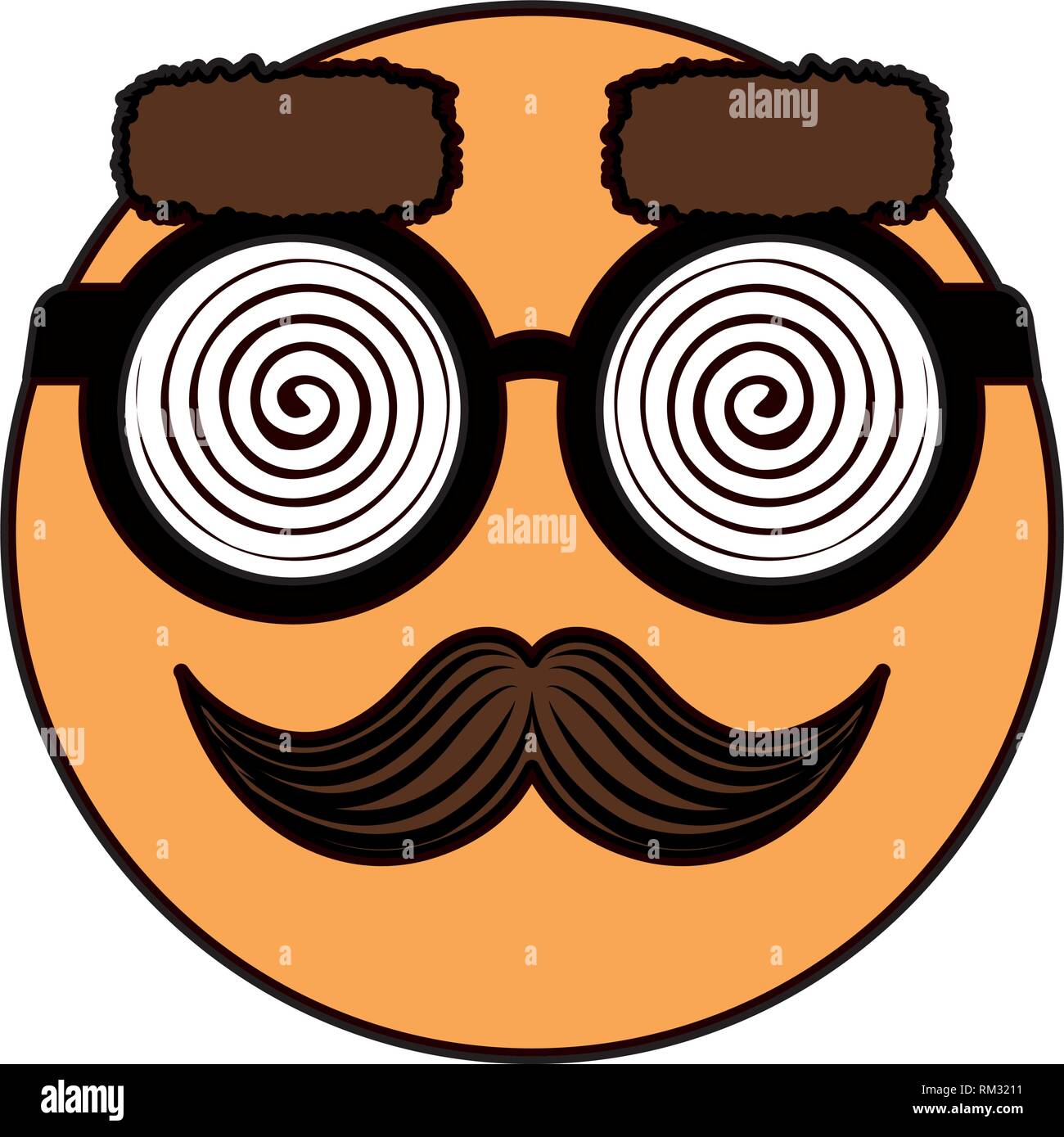 happy fool face emoticon with glasses and mustache vector illustration ...