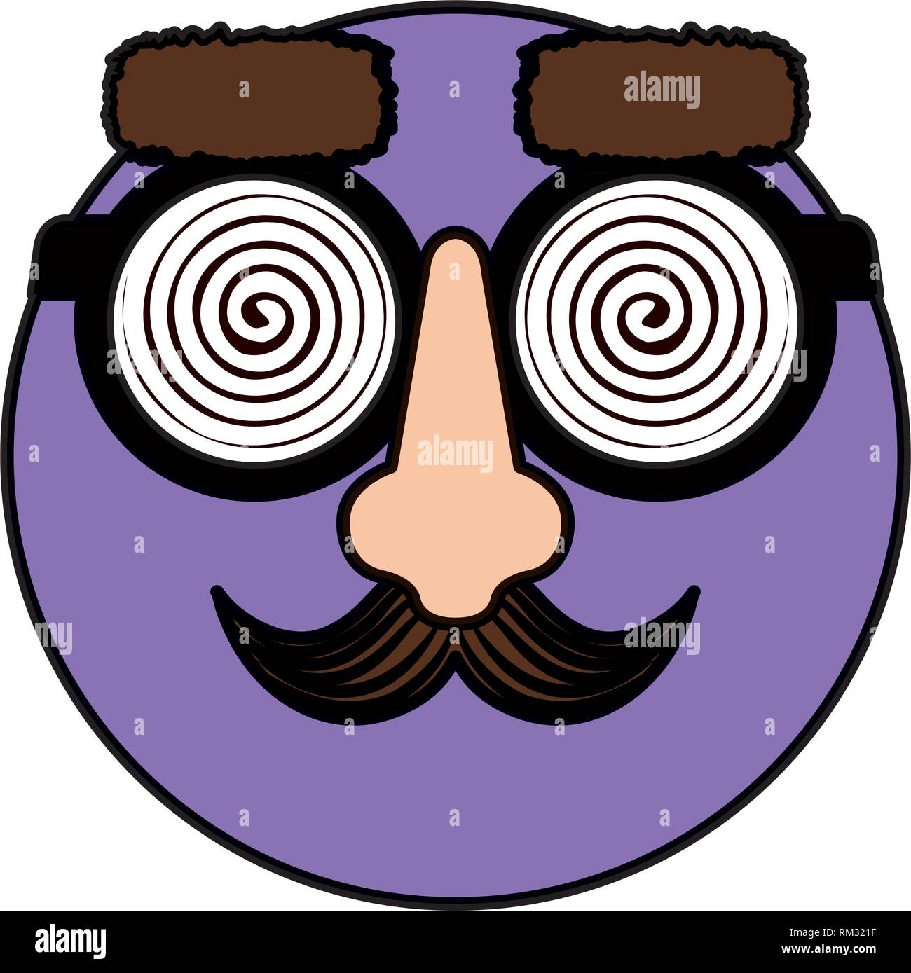 happy fool face emoticon with glasses and mustache vector illustration ...