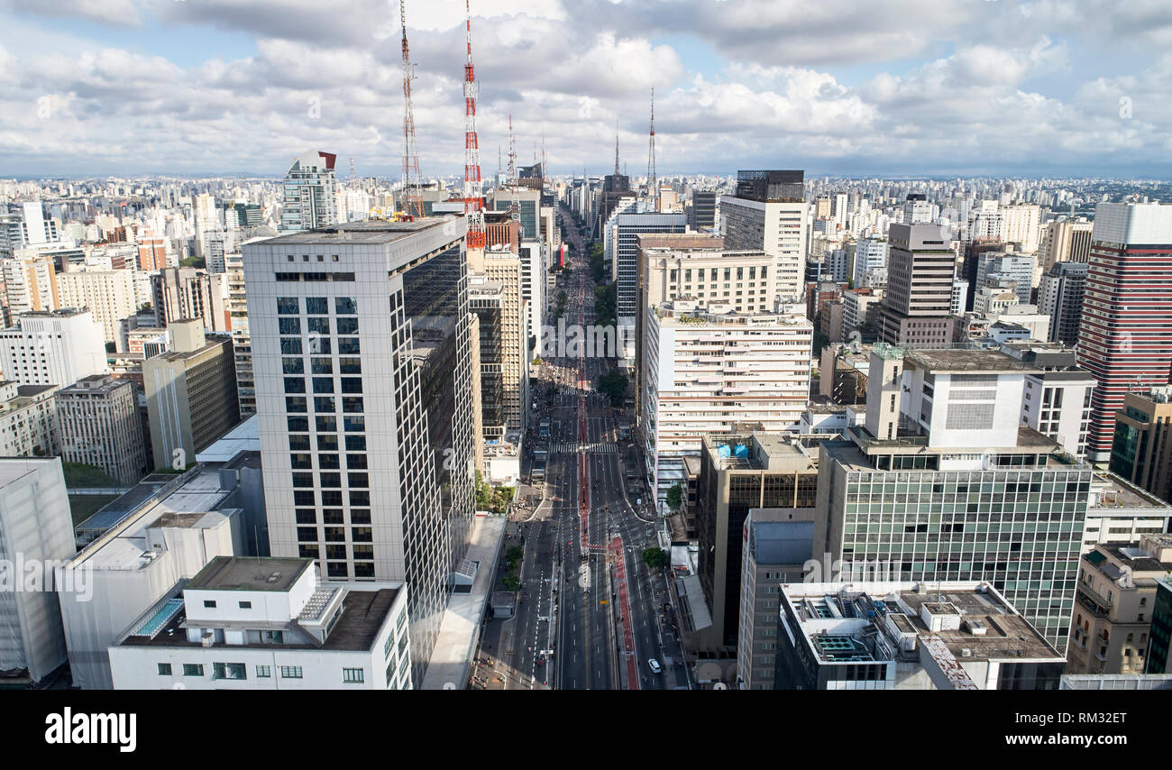 Aerial view of Paulista avenue in Sao Paulo city, Brazil Stock Photo ...