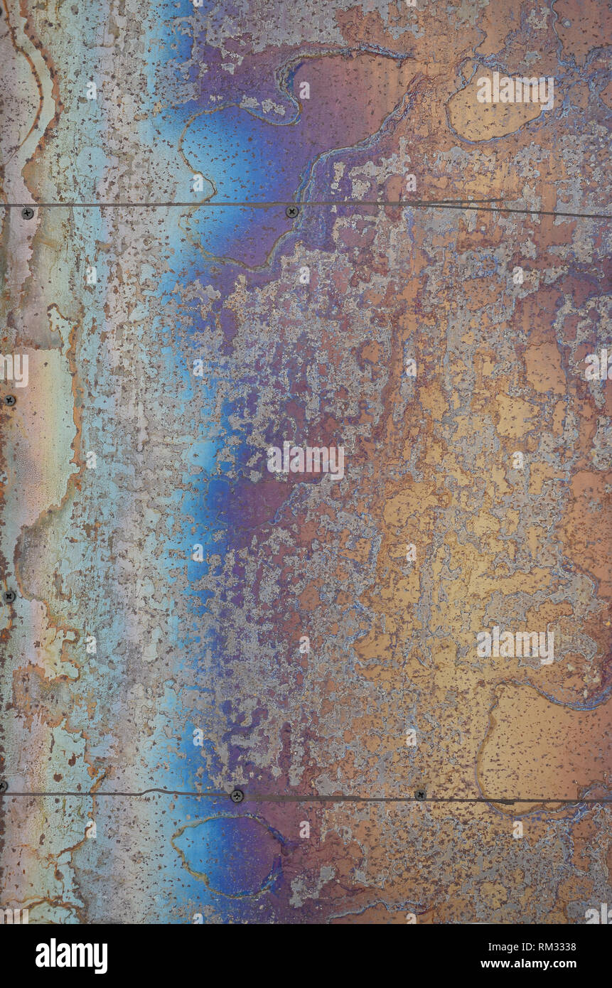 Abstract corrosion texture on the copper plated steel sheet. Random ...