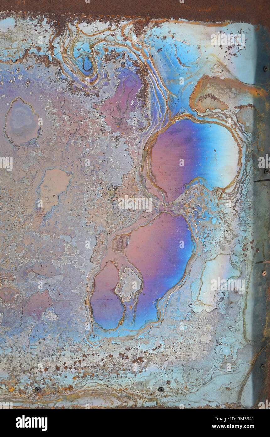 Abstract corrosion texture on the copper plated steel sheet. Random ...
