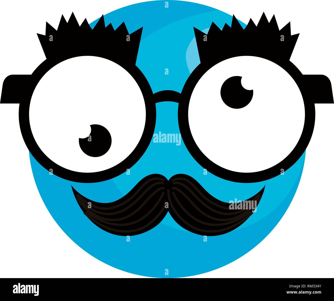 happy fool face emoticon with glasses and mustache vector illustration ...