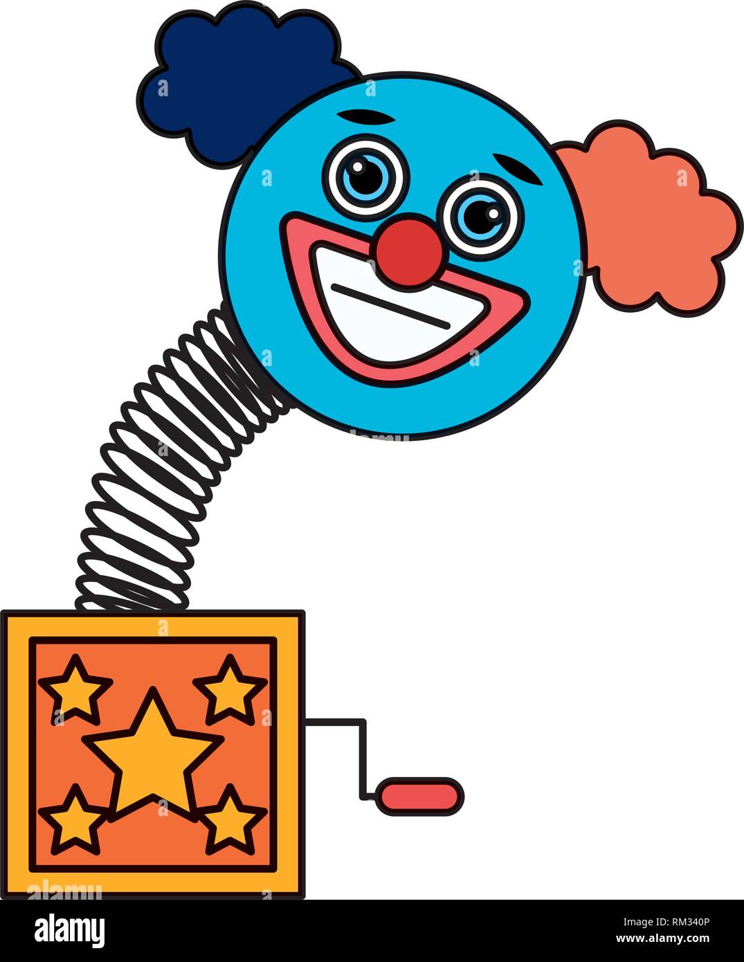 surprise box with clown emoticon face vector illustration design Stock ...