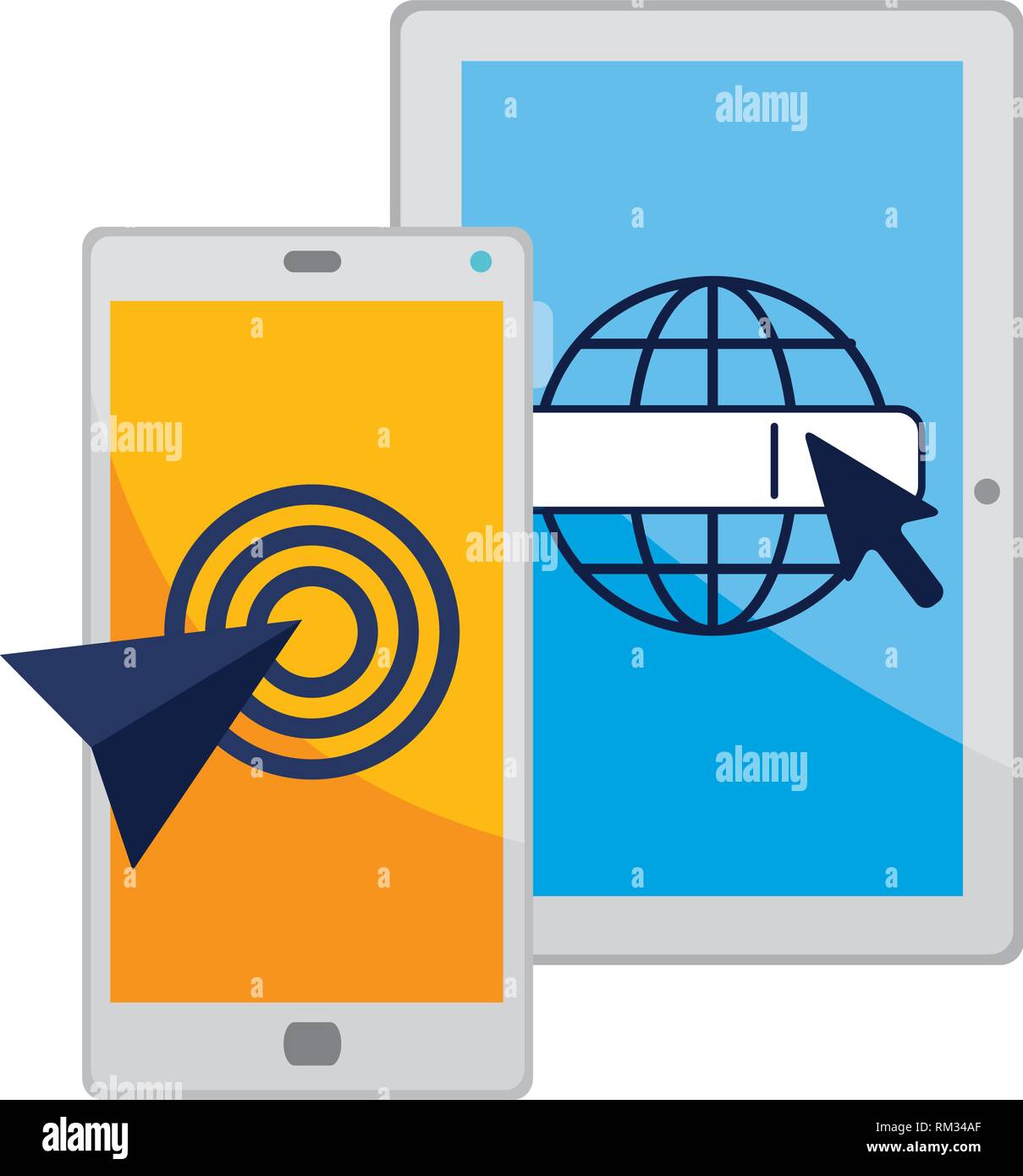 smartphone with mouse cursor pointer vector illustration design Stock ...